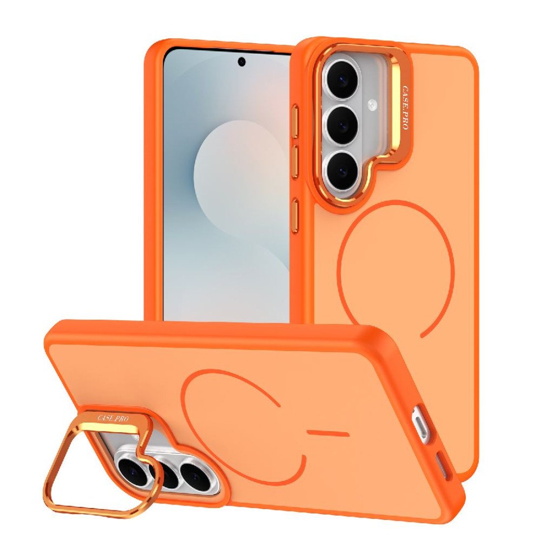 Matte KickStand Magsafe Case for Samsung Galaxy S26 (orange)